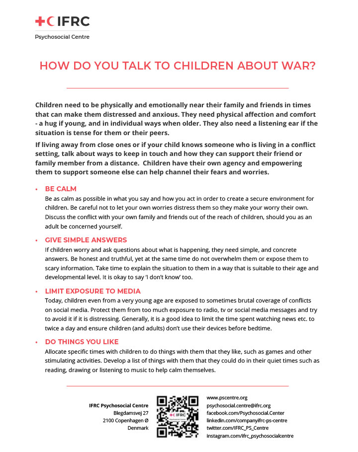 Guide: How do you talk to children about war? - MHPSS Hub