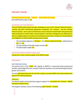 Generic template: MHPSS Project Document - MHPSS Hub
