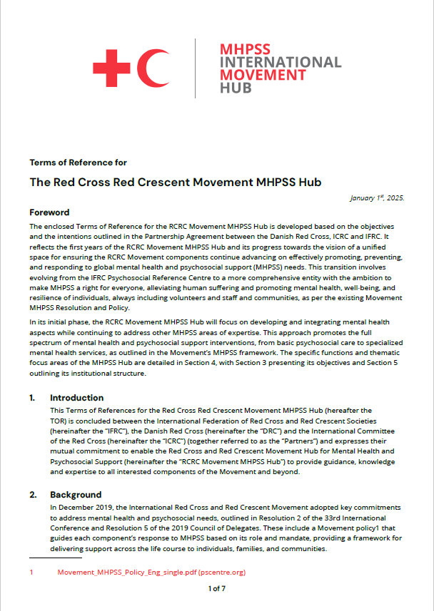 Mandate, Objectives, Strategy and History - MHPSS Hub